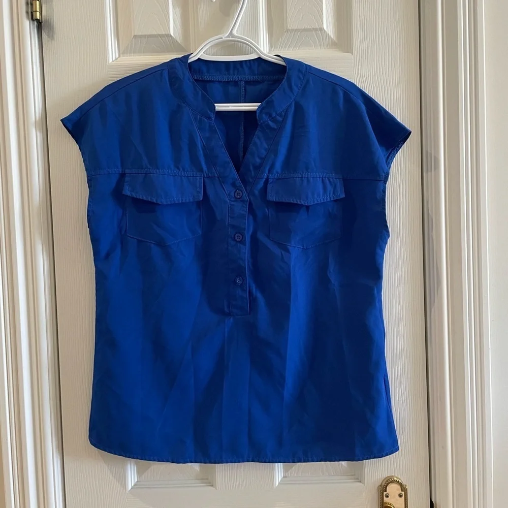 Tops | Blue Blouse Tank | Poshmark